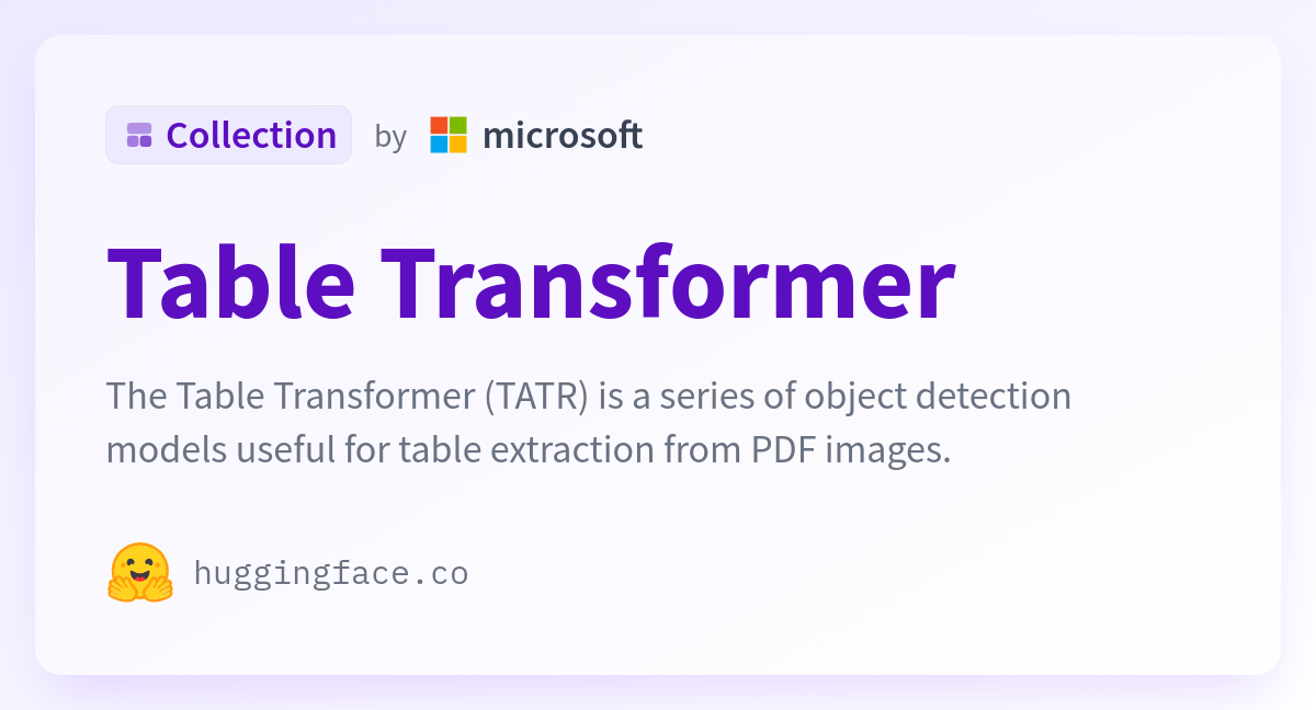 Table Transformer A Microsoft Collection
