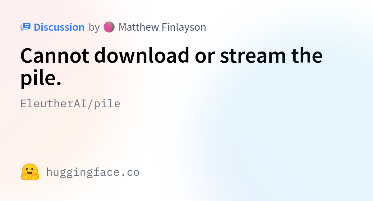 EleutherAI/pile · Cannot download or stream the pile. EleutherAI/pile · Cannot download or stream the pile.