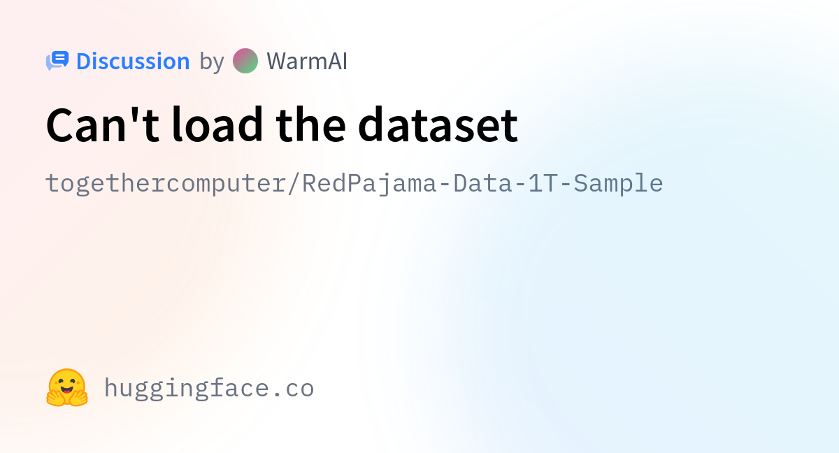 togethercomputer/RedPajama-Data-1T-Sample · Can't load the dataset togethercomputer/RedPajama-Data-1T-Sample · Can't load the dataset