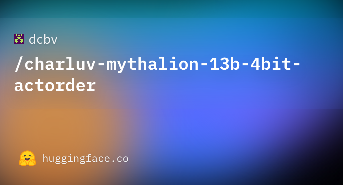dcbv/charluv-mythalion-13b-4bit-actorder · Hugging Face dcbv/charluv-mythalion-13b-4bit-actorder · Hugging Face