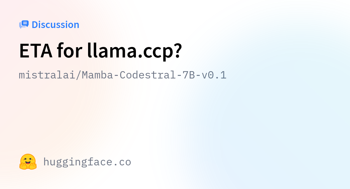 mistralai/Mamba-Codestral-7B-v0.1 · ETA for llama.ccp? mistralai/Mamba-Codestral-7B-v0.1 · ETA for llama.ccp?