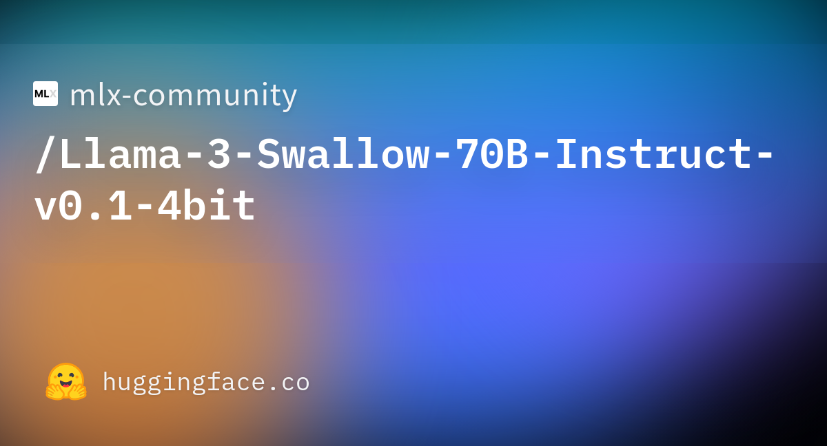 mlx-community/Llama-3-Swallow-70B-Instruct-v0.1-4bit · Hugging Face mlx-community/Llama-3-Swallow-70B-Instruct-v0.1-4bit · Hugging Face