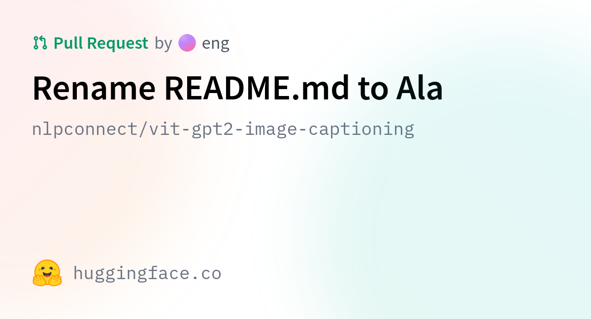 nlpconnect/vit-gpt2-image-captioning · Rename README.md to Ala nlpconnect/vit-gpt2-image-captioning · Rename README.md to Ala