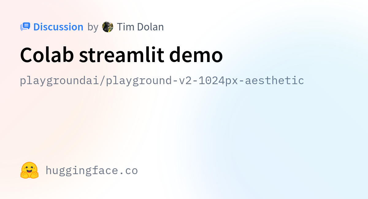 playgroundai/playground-v2-1024px-aesthetic · Colab streamlit demo playgroundai/playground-v2-1024px-aesthetic · Colab streamlit demo