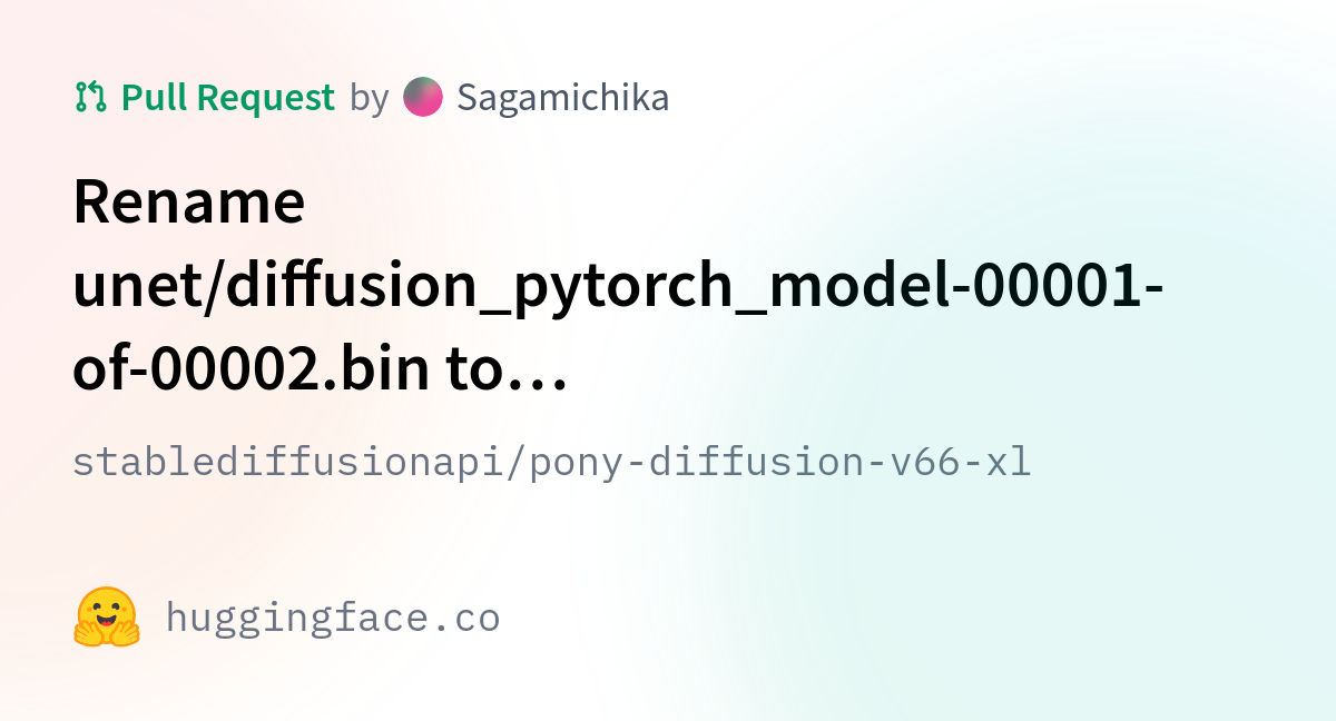stablediffusionapi/pony-diffusion-v66-xl · Rename unet/diffusion ... stablediffusionapi/pony-diffusion-v66-xl · Rename unet/diffusion ...
