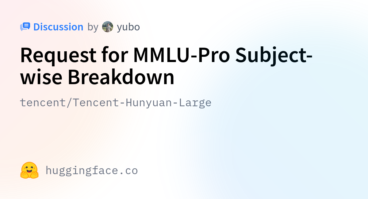 tencent/Tencent-Hunyuan-Large · Request for MMLU-Pro Subject-wise Breakdown tencent/Tencent-Hunyuan-Large · Request for MMLU-Pro Subject-wise Breakdown