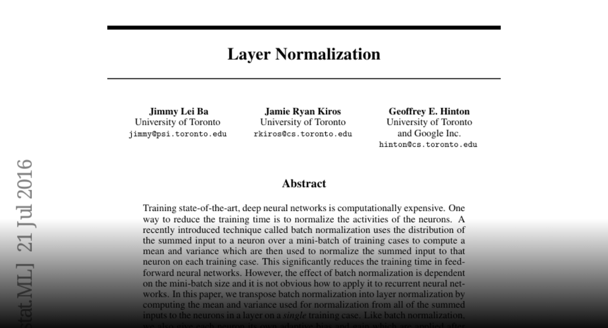 Paper page - Layer Normalization Paper page - Layer Normalization