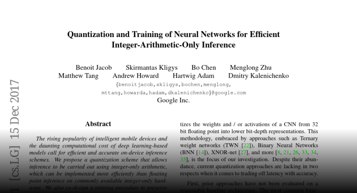 Paper Page Quantization And Training Of Neural Networks For Efficient Integer Arithmetic Only 2859