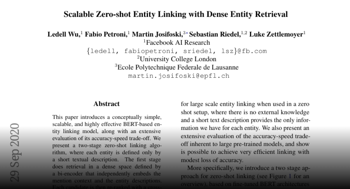 Paper page - Scalable Zero-shot Entity Linking with Dense Entity Retrieval Paper page - Scalable Zero-shot Entity Linking with Dense Entity Retrieval