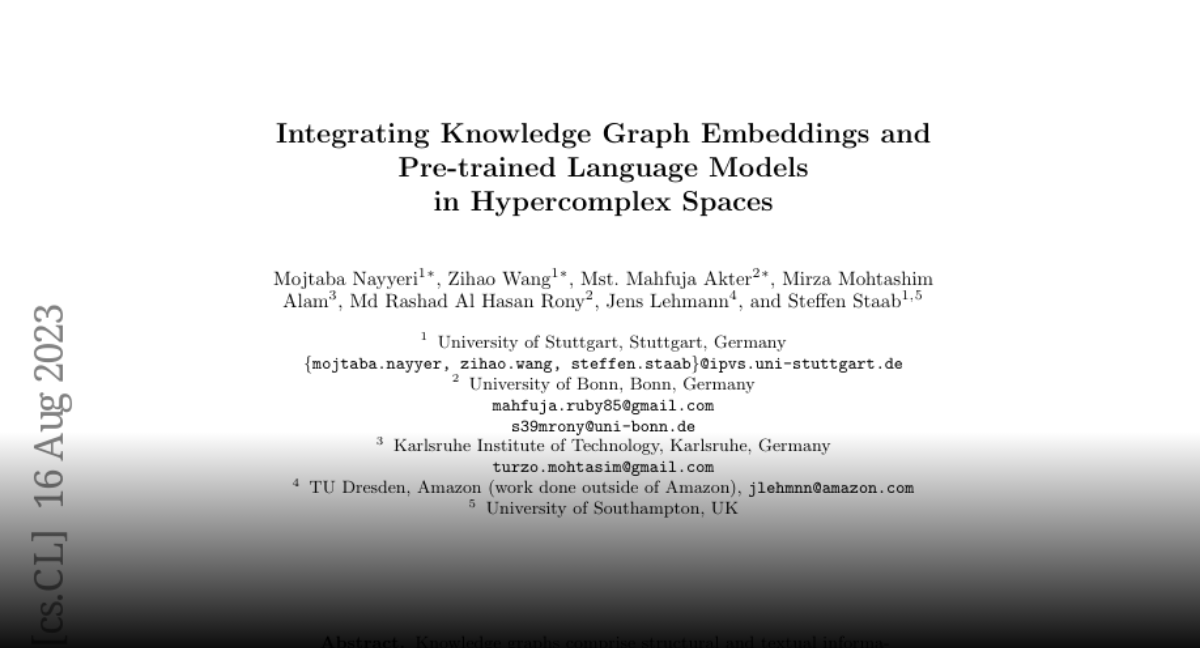 Paper page - Integrating Knowledge Graph embedding and pretrained ... Paper page - Integrating Knowledge Graph embedding and pretrained ...