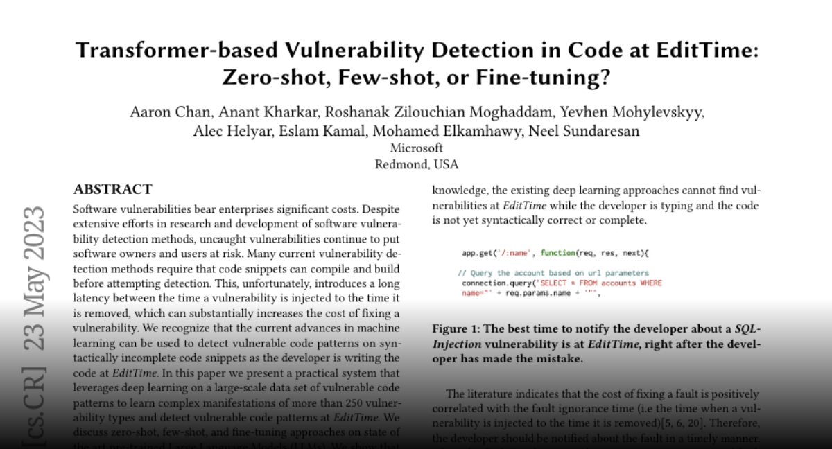 Paper Page Transformer Based Vulnerability Detection In Code At 8729