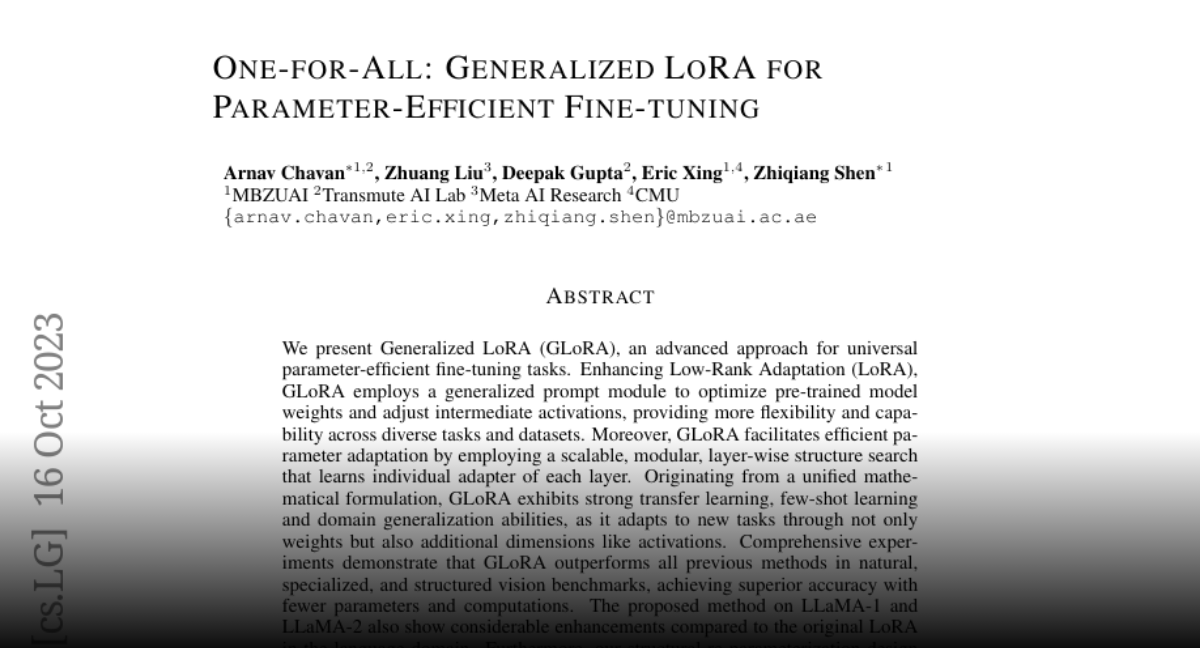 Paper page - One-for-All: Generalized LoRA for Parameter-Efficient Fine ... Paper page - One-for-All: Generalized LoRA for Parameter-Efficient Fine ...