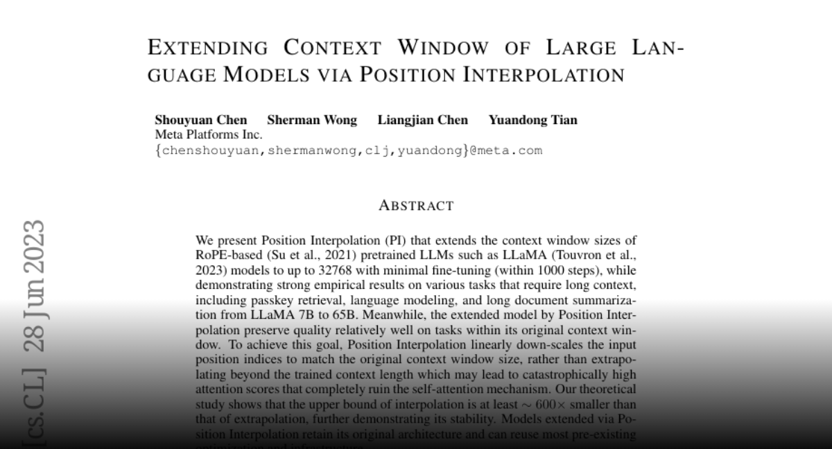 Paper Page Extending Context Window Of Large Language Models Via Positional Interpolation 0068