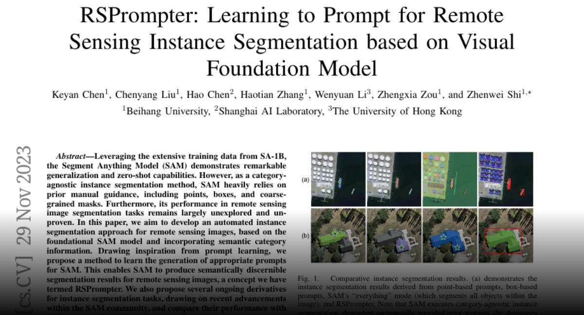 Paper Page Rsprompter Learning To Prompt For Remote Sensing Instance Segmentation Based On