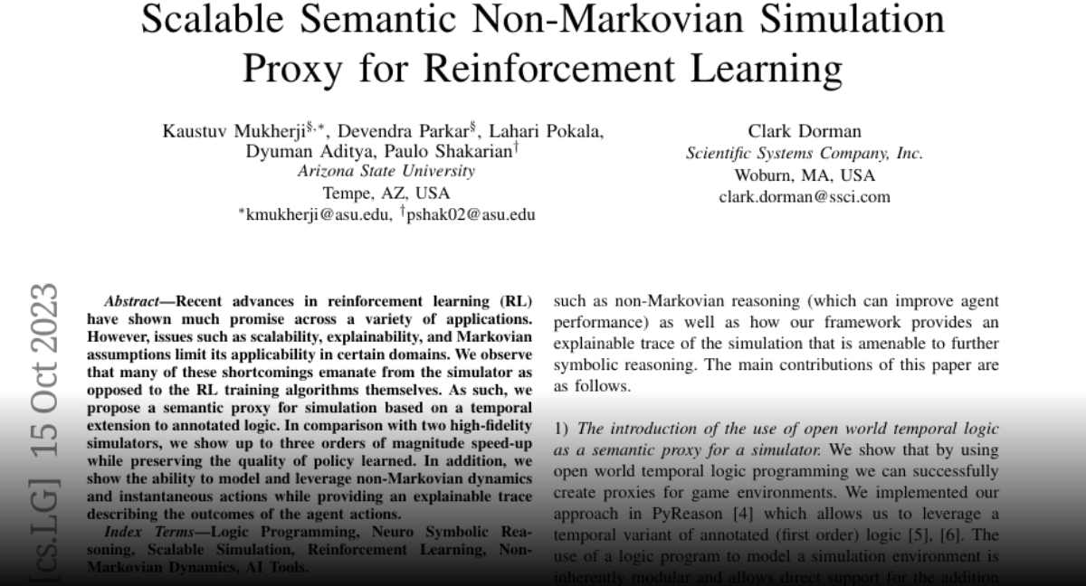 Paper Page Scalable Semantic Non Markovian Simulation Proxy For Reinforcement Learning