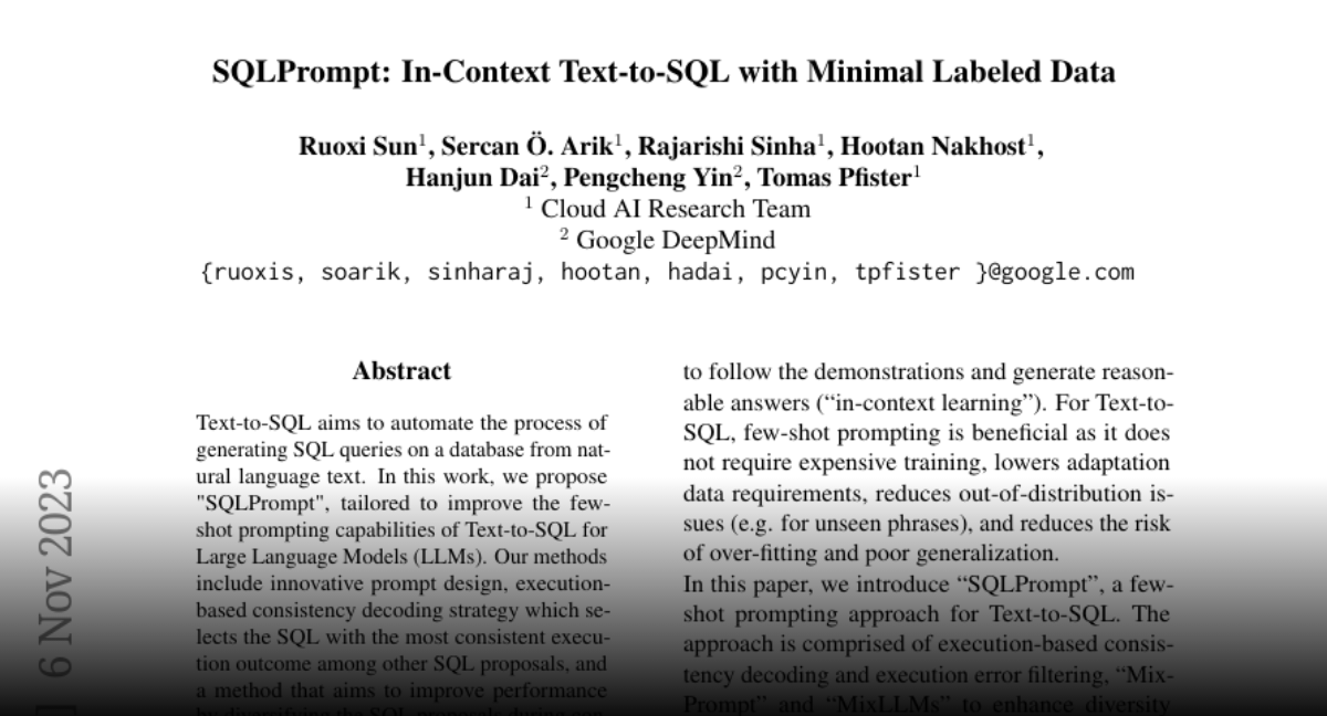 Paper Page Sqlprompt In Context Text To Sql With Minimal Labeled Data 8925