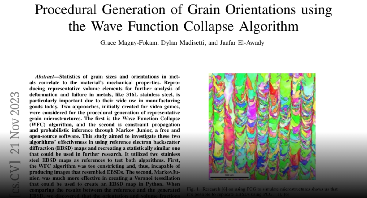 Paper Page Procedural Generation Of Grain Orientations Using The Wave Function Collapse Algorithm