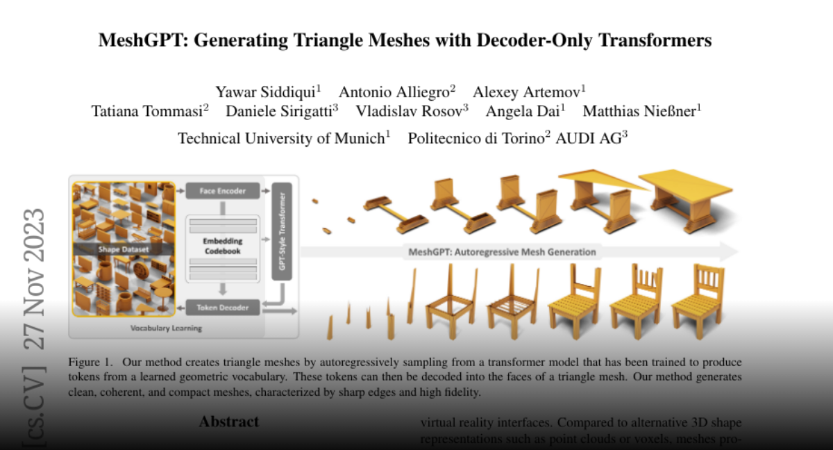 Paper Page Meshgpt Generating Triangle Meshes With Decoder Only Transformers 7540