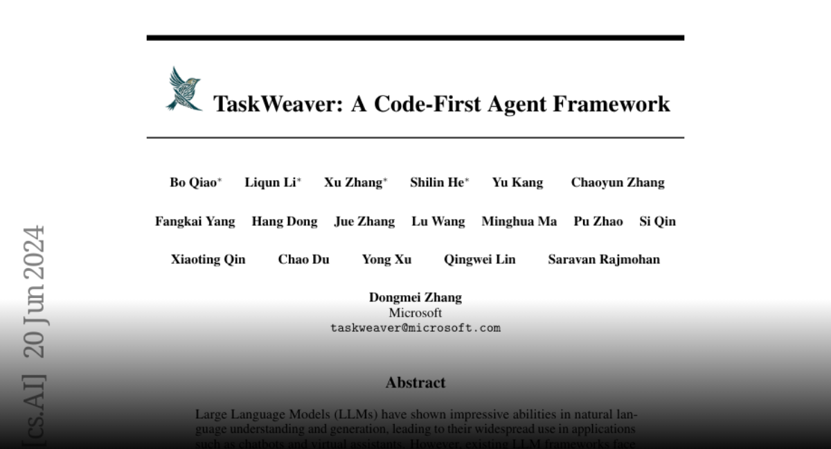 Paper Page Taskweaver A Code First Agent Framework