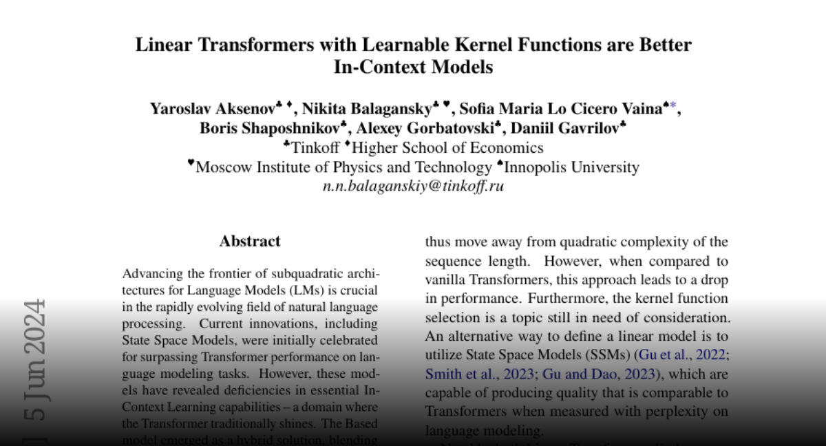 Paper Page Linear Transformers With Learnable Kernel Functions Are