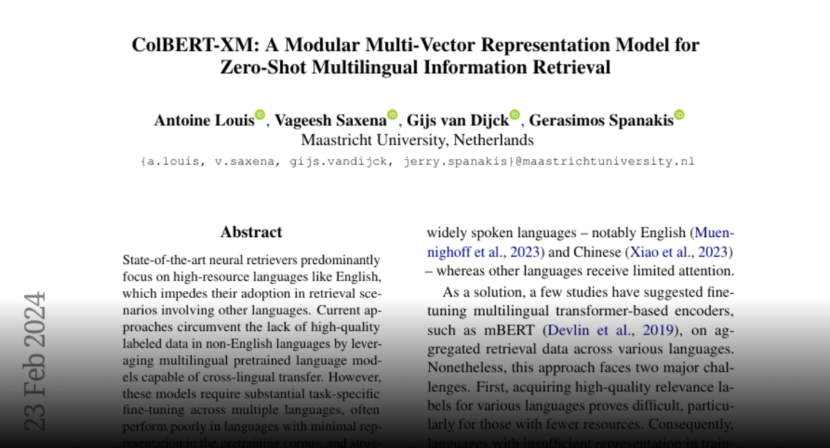 Paper page - ColBERT-XM: A Modular Multi-Vector Representation Model ... Paper page - ColBERT-XM: A Modular Multi-Vector Representation Model ...