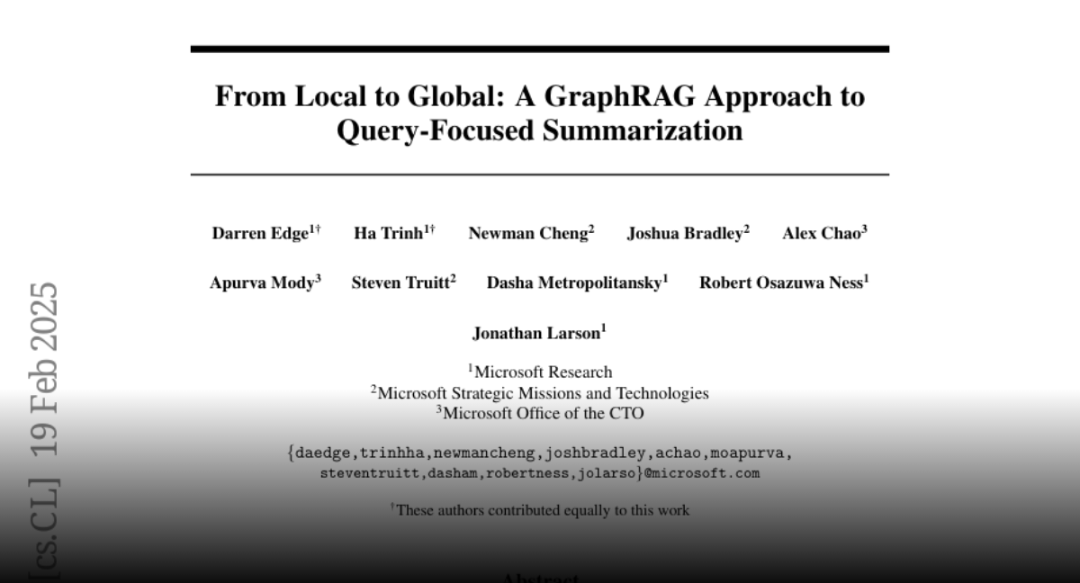 Paper Page From Local To Global A Graph Rag Approach To Query Focused Summarization 8565
