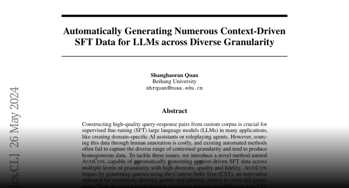 Paper Page Automatically Generating Numerous Context Driven Sft Data For Llms Across Diverse 3208