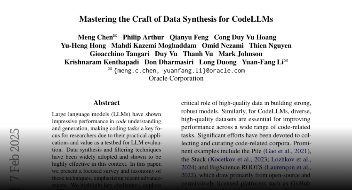 Paper page - Mastering the Craft of Data Synthesis for CodeLLMs Paper page - Mastering the Craft of Data Synthesis for CodeLLMs