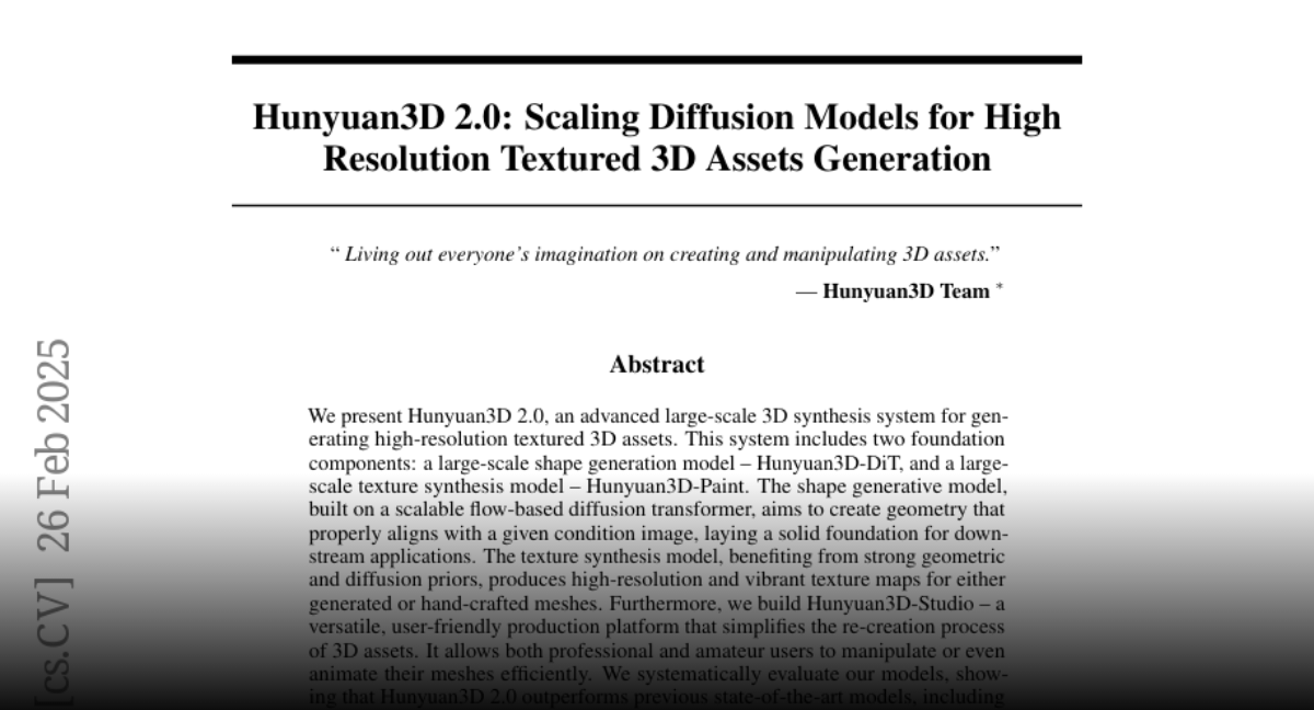 Paper page - Hunyuan3D 2.0: Scaling Diffusion Models for High ... Paper page - Hunyuan3D 2.0: Scaling Diffusion Models for High ...