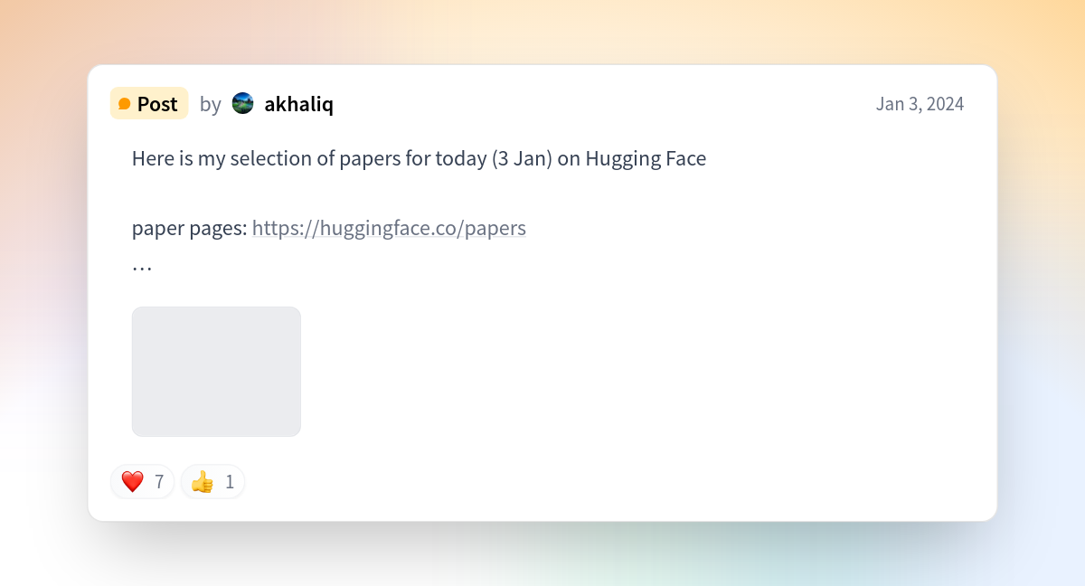 Akhaliq On Hugging Face Here Is My Selection Of Papers For Today 3 Jan On Hugging Face Paper…