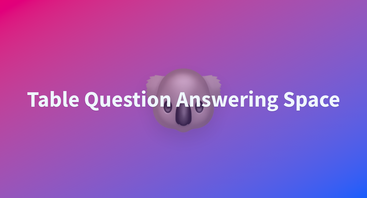 Table Question Answering Space - a Hugging Face Space by Meena Table Question Answering Space - a Hugging Face Space by Meena