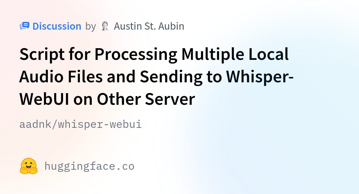 aadnk/whisper-webui · Script for Processing Multiple Local Audio Files ... aadnk/whisper-webui · Script for Processing Multiple Local Audio Files ...