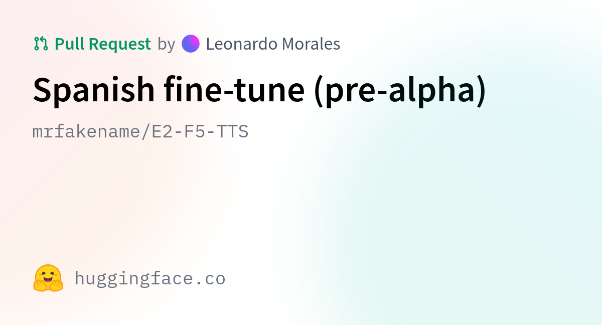 mrfakename/E2-F5-TTS · Spanish fine-tune (pre-alpha) mrfakename/E2-F5-TTS · Spanish fine-tune (pre-alpha)