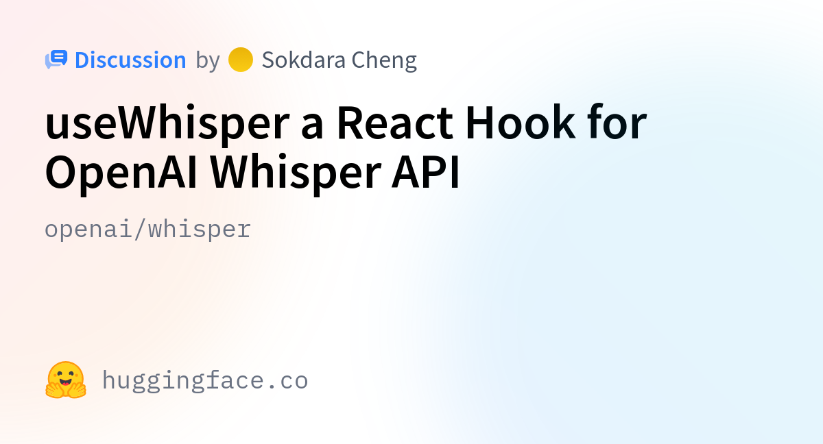 Openaiwhisper · Usewhisper A React Hook For Openai Whisper Api